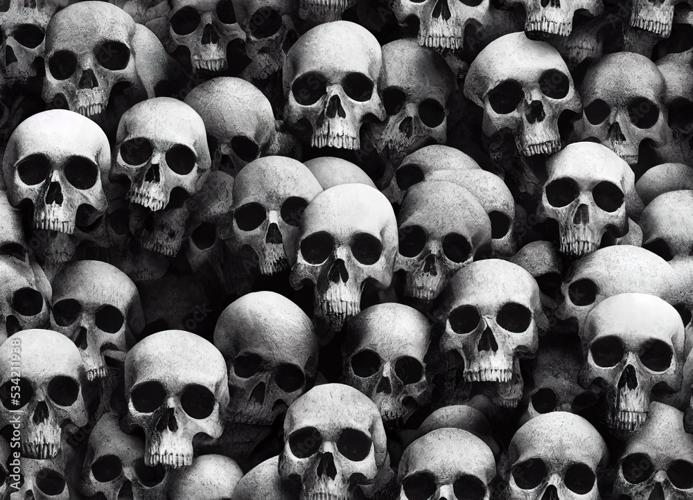 Photo & Art Print stack of human skulls illustration, IBEX.Media