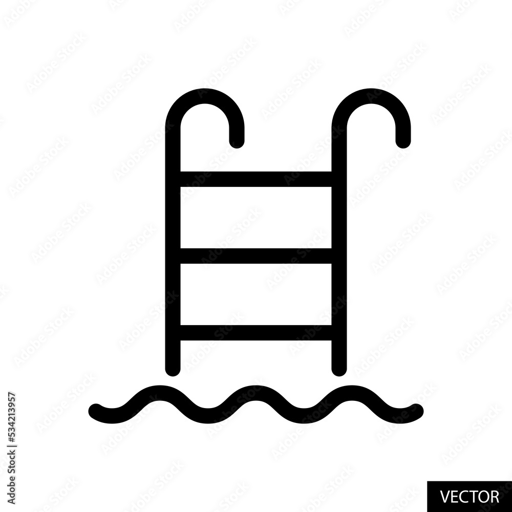 Swimming pool ladder, Swimming pool area vector icon in line style ...