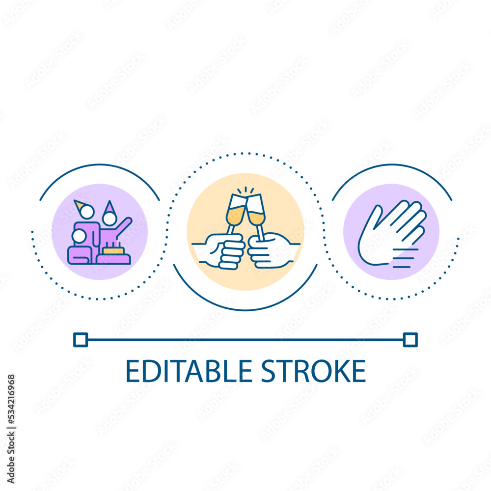 Farewell party loop concept icon. Congratulations. Last gathering with ...