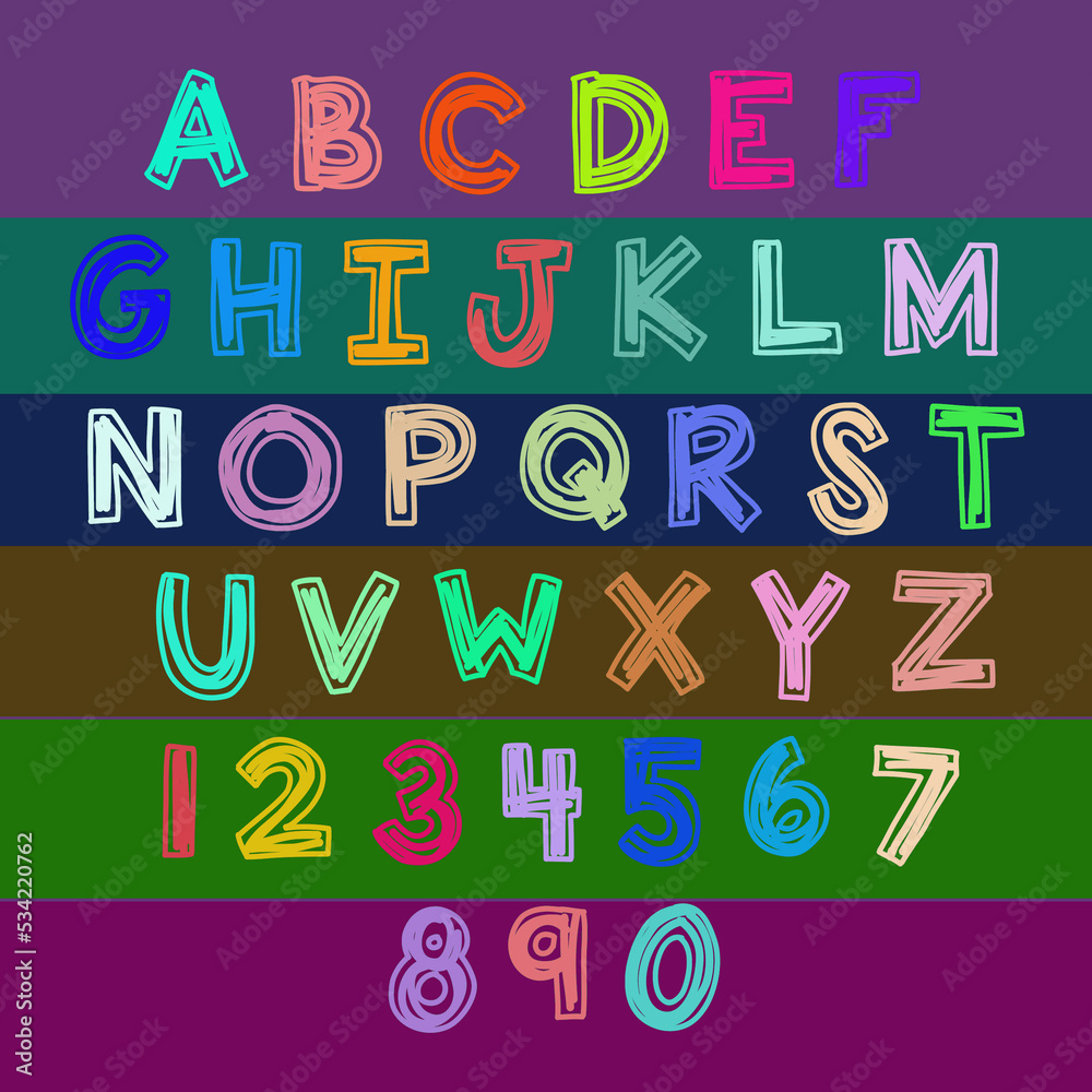 Elegant and classic upper case letters, colorful fonts A-Z - abcd ...