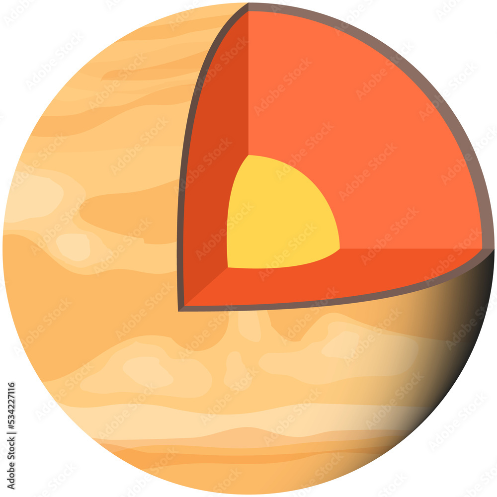 Venus core vector, space globe planet structure icon Stock Illustration ...