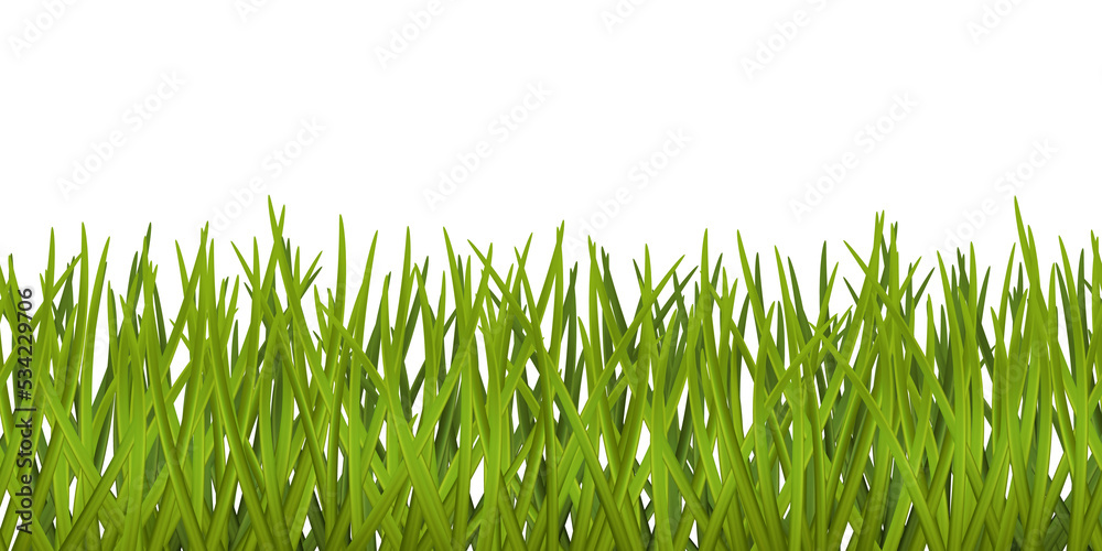 Bright green realistic seamless grass pattern isolated on transparent ...