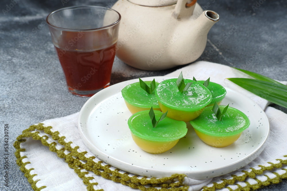 kue talam or kuih talam (nona manis ).steamed sweet dessert,from ...