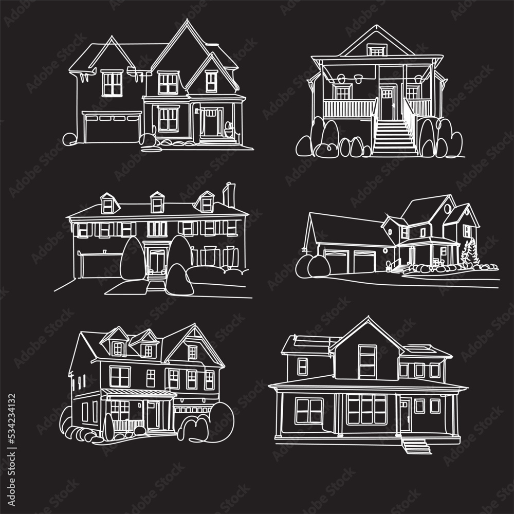 House vector. Abstract modern house in continuous line art drawing ...