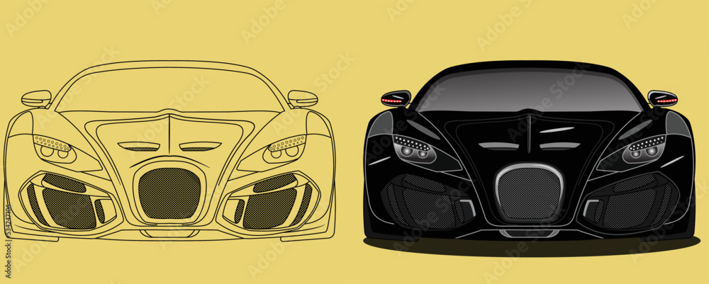 Bugatti Chiron.illustration of a sport car.easy to use,editable and ...