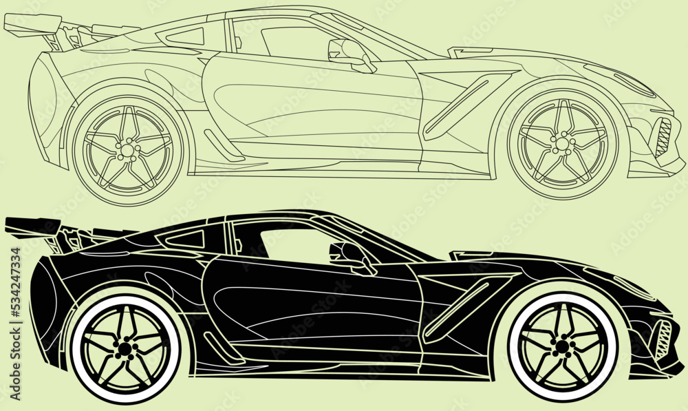 chevrolet corvette zr1,illustration of car.easy to use,editable and ...
