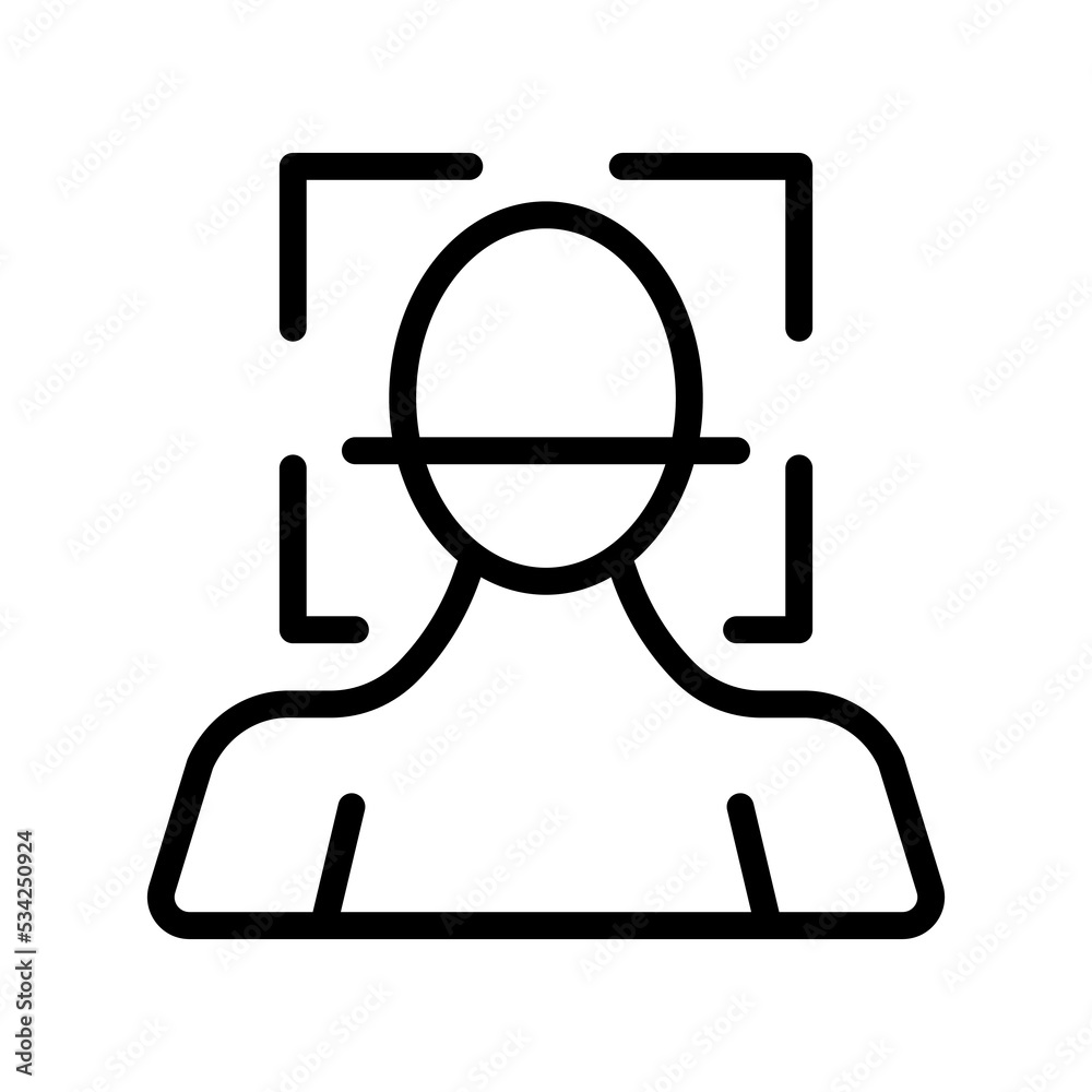 Face Identification Line Icon Eye Recognition Biometrics Authentication Face Id Identikit