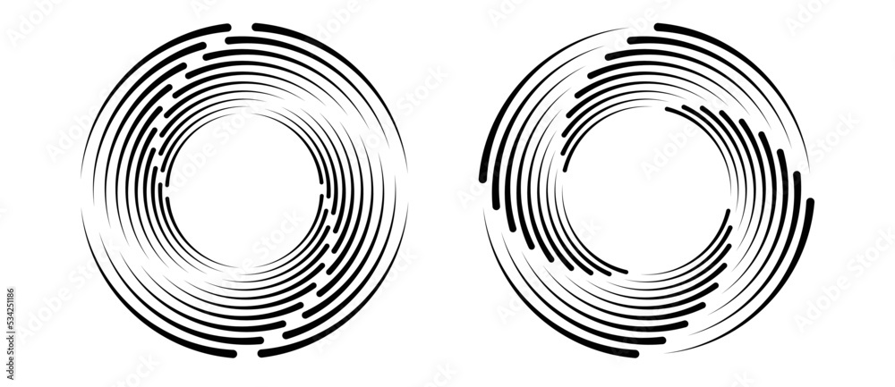 Circle and spiral with speed lines. Abstract background or icon or ...