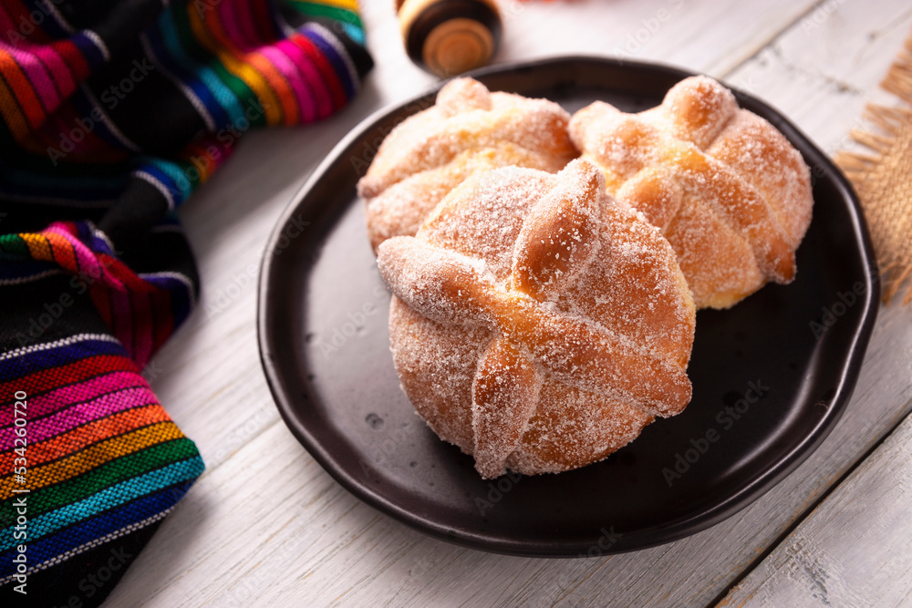 Pan de Muerto. Typical Mexican sweet bread that is consumed in the ...