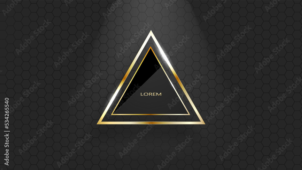 Abstract black and gold triangle frame template with light effect Stock ...
