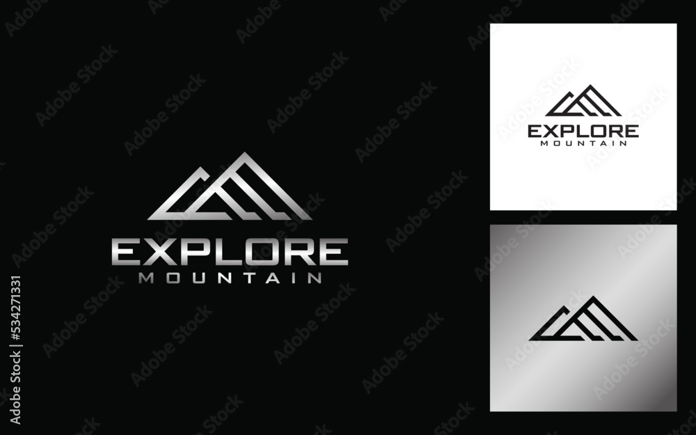 Explore Mountain Clever logo design Stock Vector | Adobe Stock