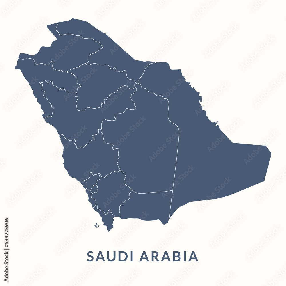Map of Saudi Arabia. Saudi Arabia map vector illustration. Stock Vector ...