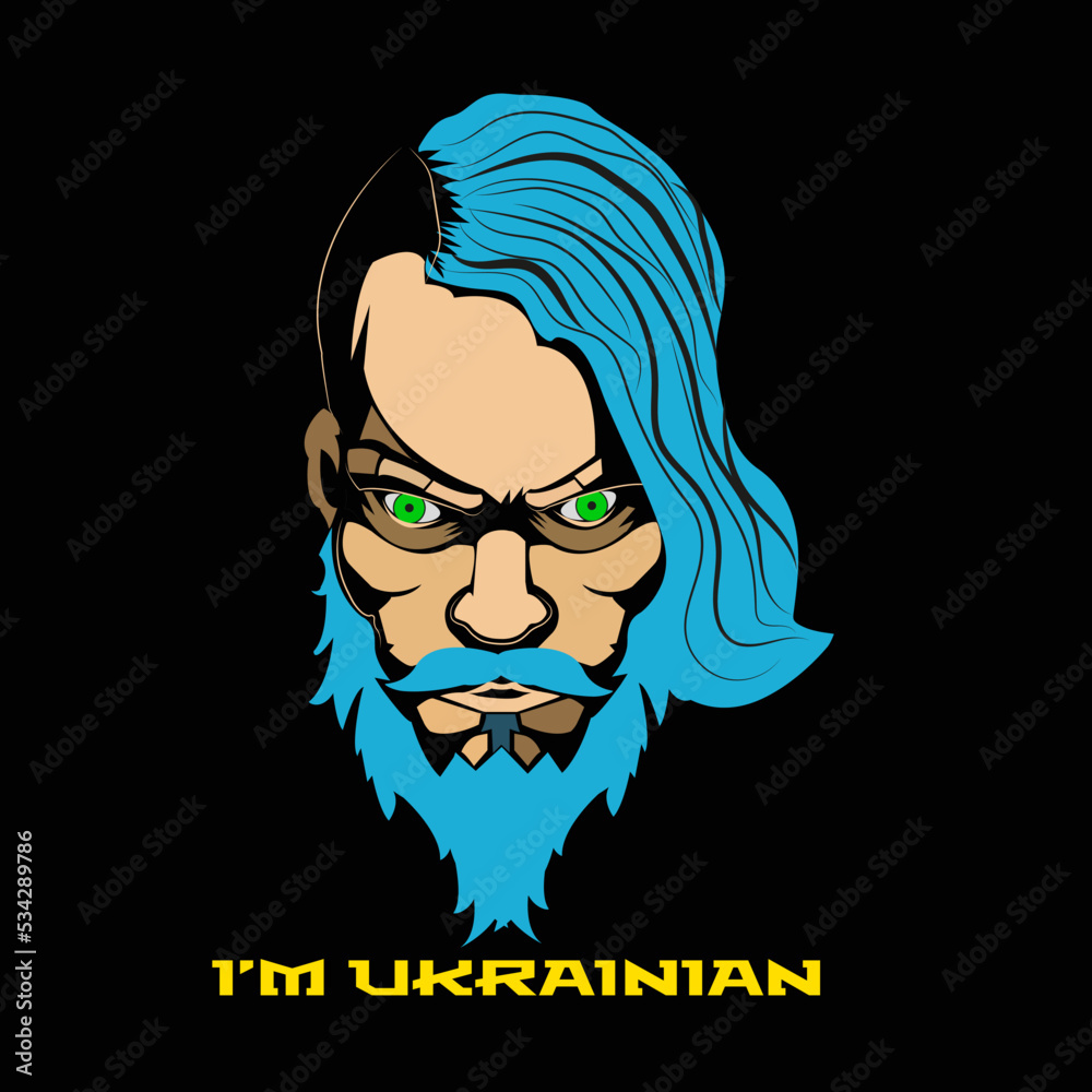 Cossack with a mustache vector illustration in a colorful cartoon style ...
