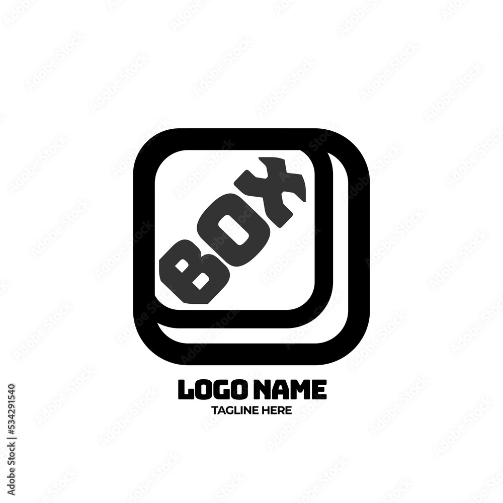 Logo Box design with flat silhouette style vector illustration Stock ...