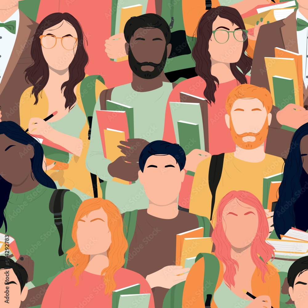 Seamless pattern with students. Can be used for wrapping, wallpaper ...