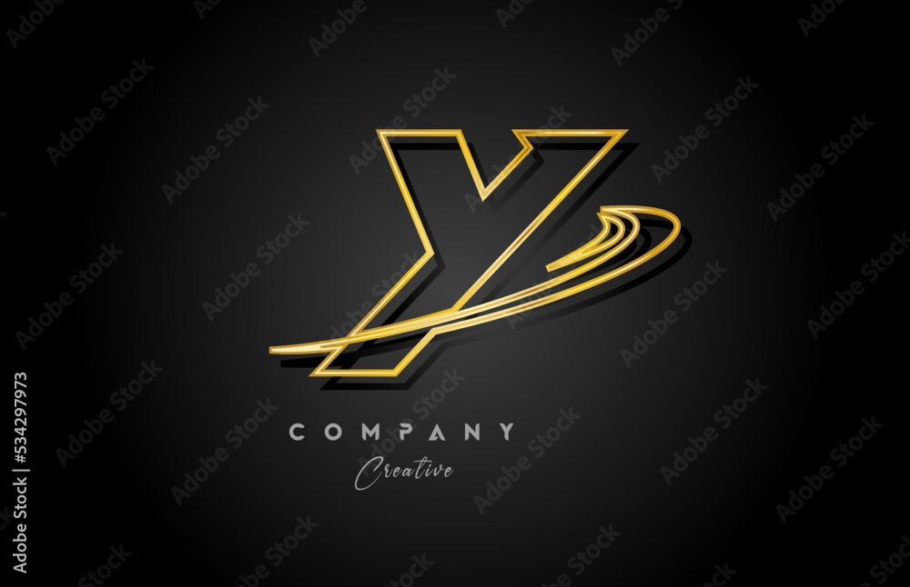 gold Y alphabet letter logo icon design with golden swoosh. Creative ...