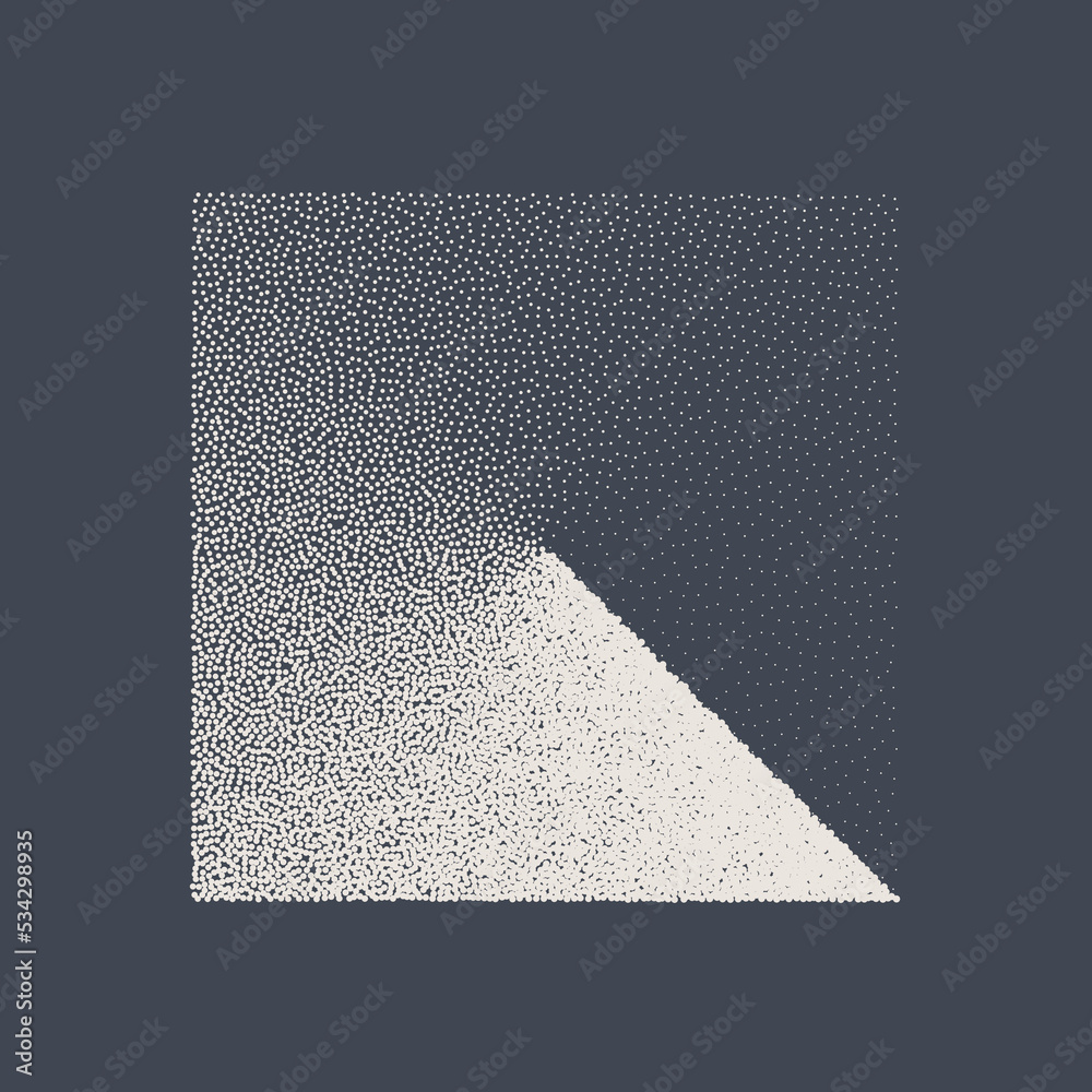 Square shaped dotted object, stipple elements. Fading gradient ...