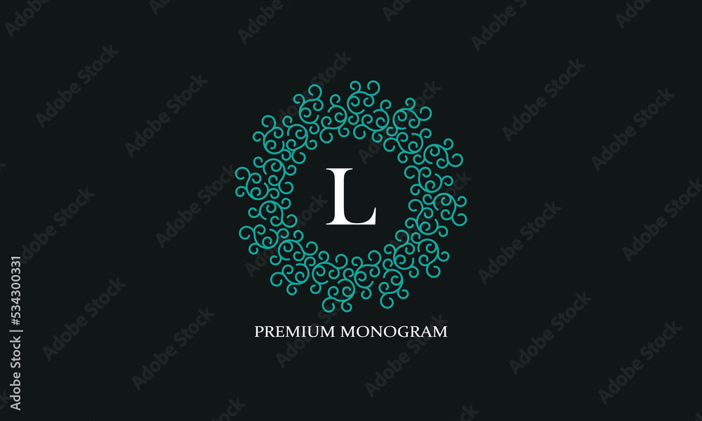 Vector logo with uppercase letter L. Monogram in the form of circular ...