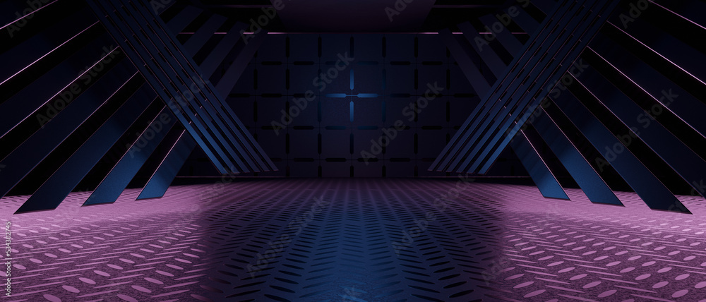 Futuristic Minimal Scifi Alien Industrial Basement Hangar Warehouse ...