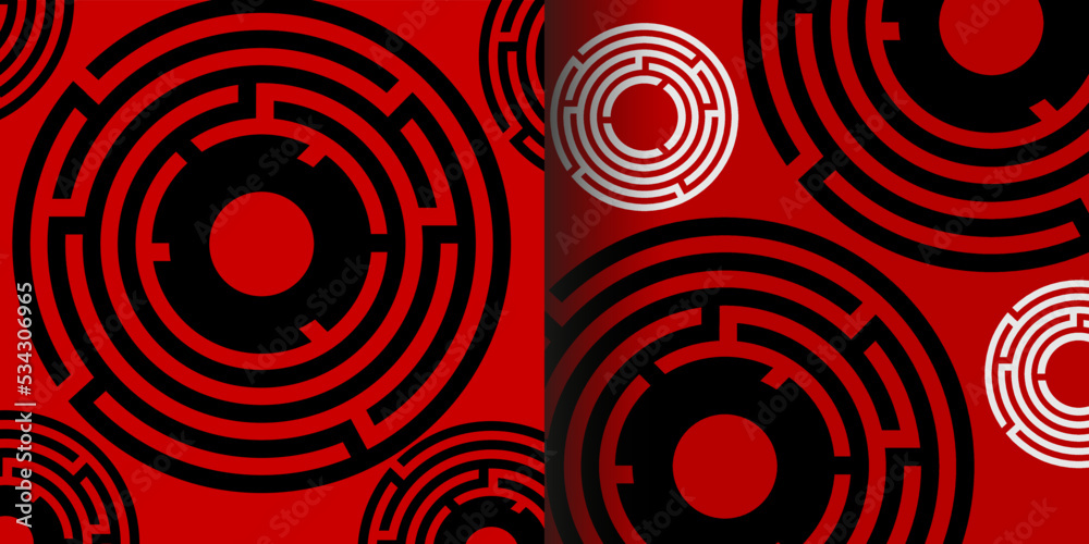 Escape Room two patterns or backgrounds in red color. Quest Room design ...