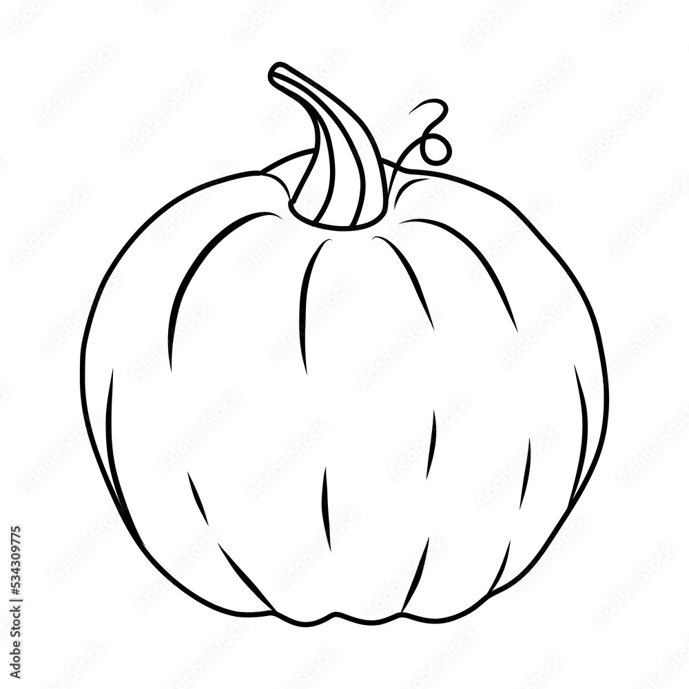 pumpkin drawing suitable for coloring book. outline pumpkins sketch ...