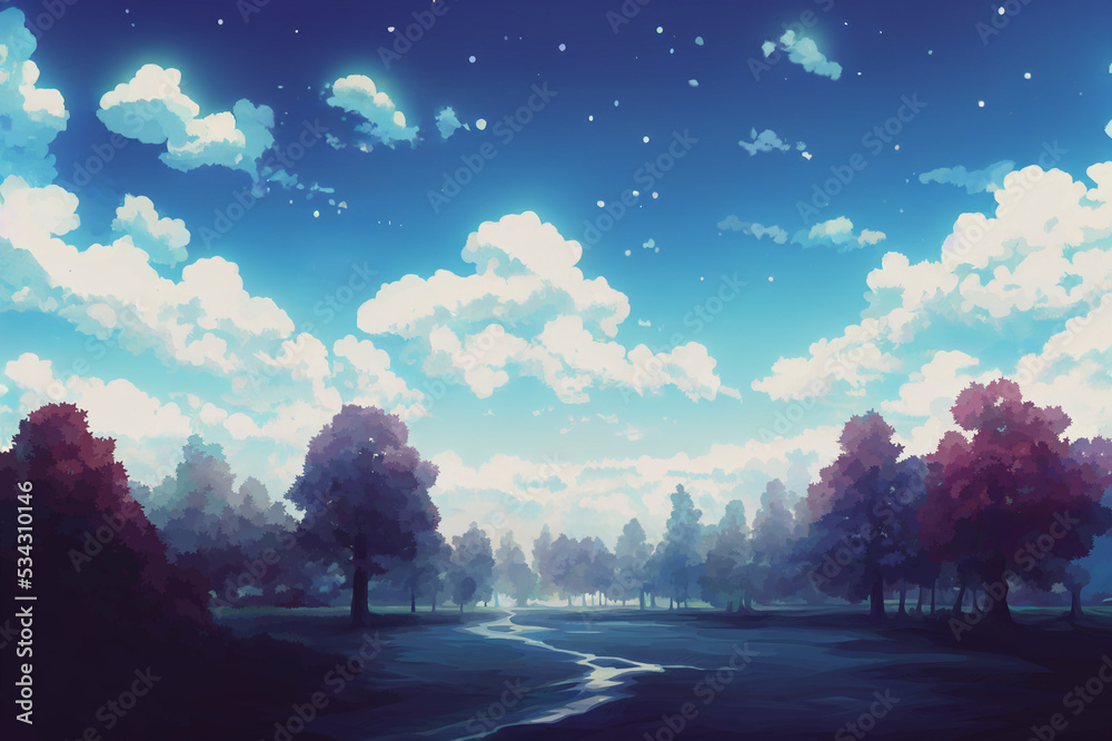 Anime Style Game Art Background for Visual Novel 素材庫插圖 | Adobe Stock