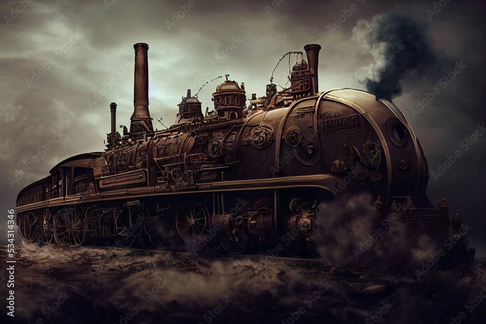 Smoky Steam Locomotive Stock Illustration | Adobe Stock
