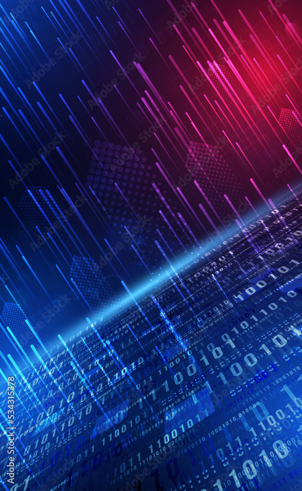 Digital technology Binary code blue background, Matrix cyber technology ...