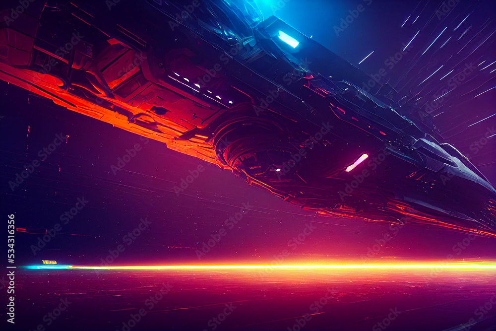 massive alien vessel in a gargantuan docking bay, digital illustration ...