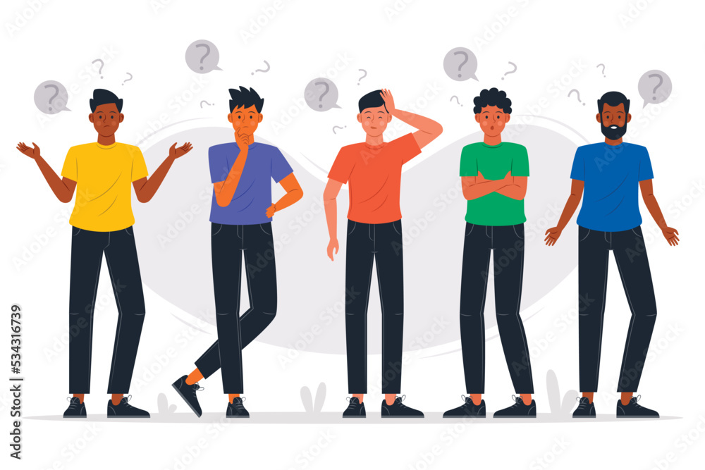 Flat different people asking questions collection. Vector illustration ...