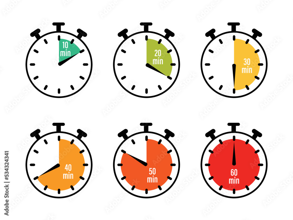 Stopwatch timer clock vector symbol set colored Stopwatch Stock Vector ...