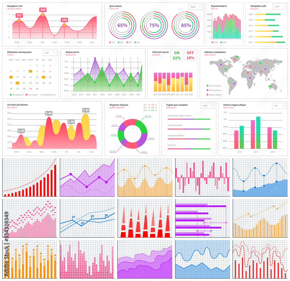 Infographic chart vector template. Annual statistics curve graph design ...