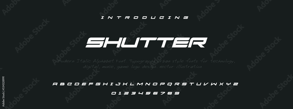 SHUTTER Luxury Minimal Modern Tech Alphabet Letter Fonts. Typography ...