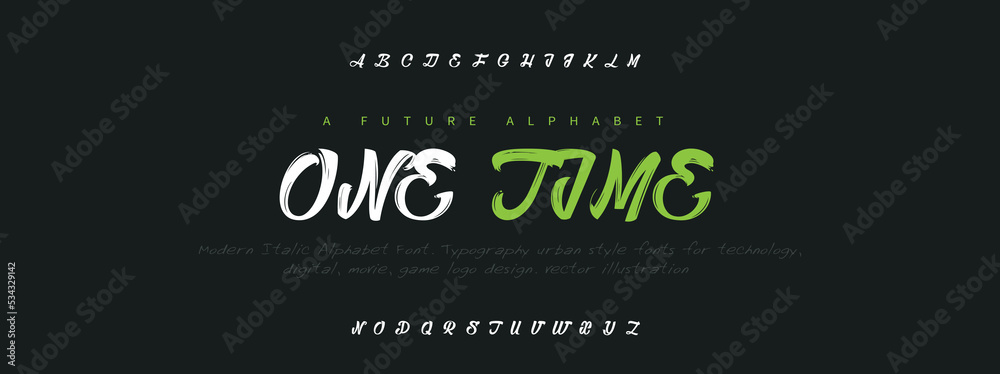 ONE TIME Sports minimal tech font letter set. Luxury vector typeface ...