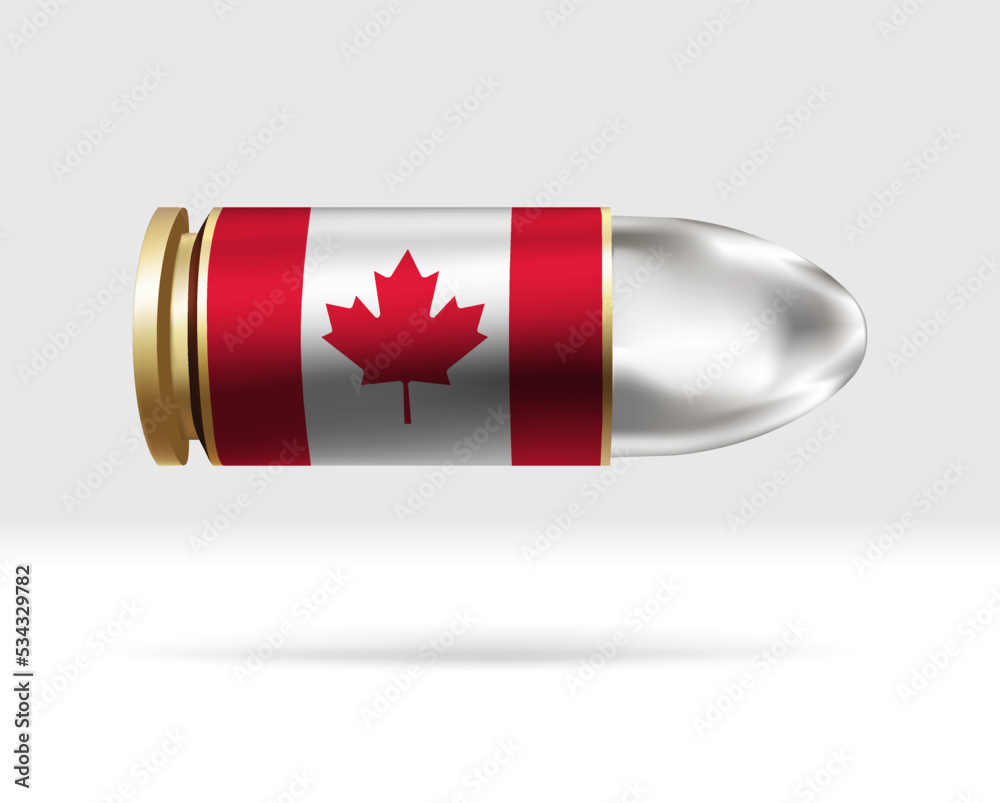 Canada flag on bullet. A bullet danger moving through the air. Flag ...