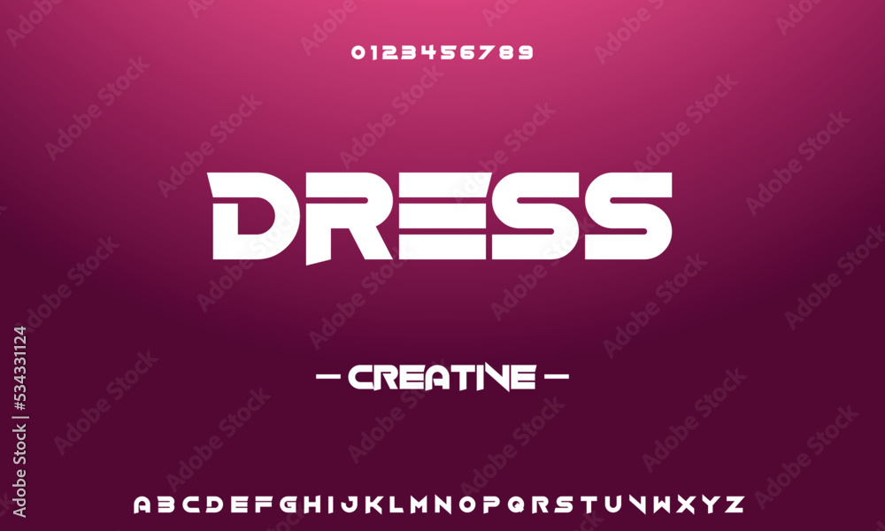 DRESS Sports minimal tech font letter set. Luxury vector typeface for ...