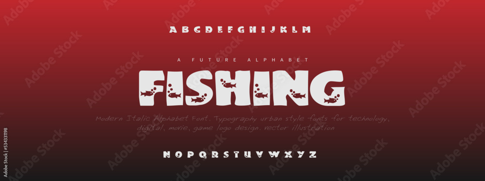 Vetor de FISHING Elegant alphabet letters font and number. Classic ...