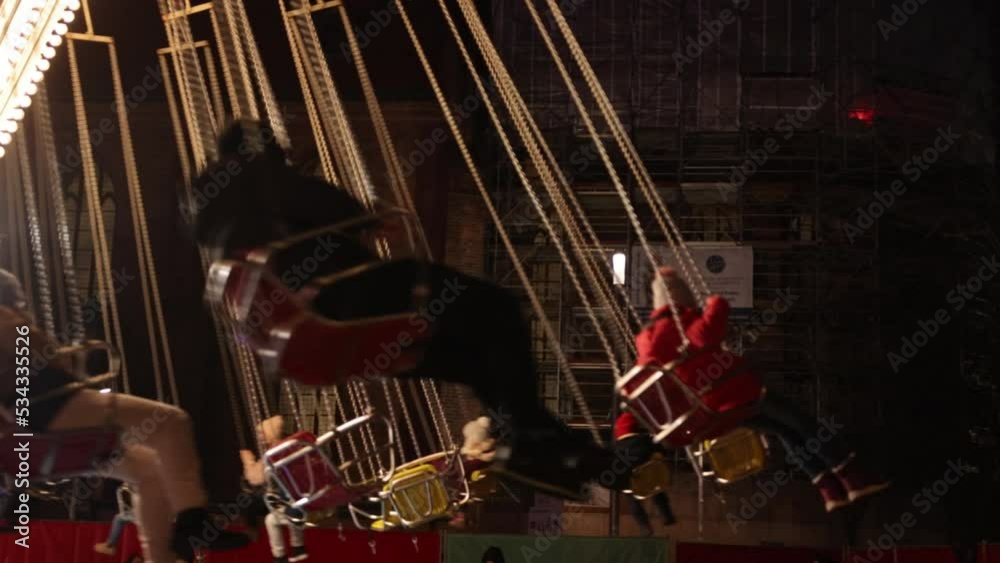 Chain carousel ride at amusement park carnival in Berlin, Germany ...