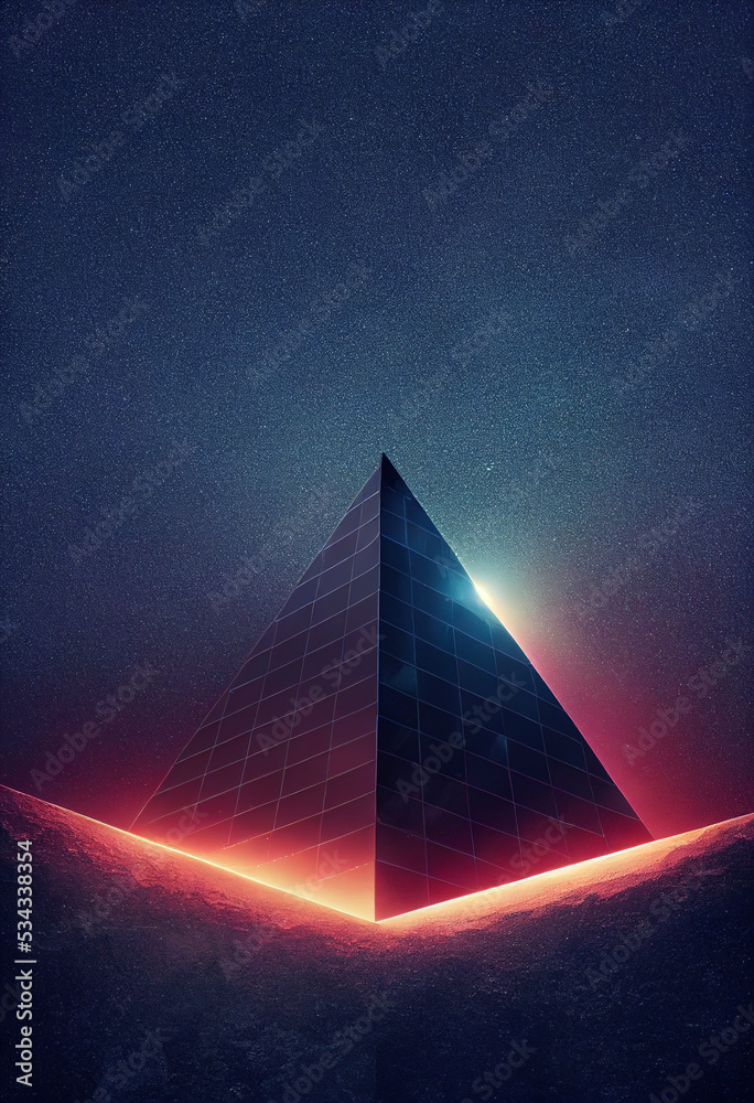 Abstract pyramid conceptual synthwave neon night background,.Background ...