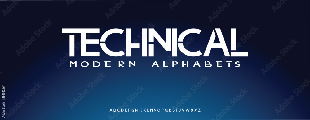 TECHNICAL Sports minimal tech font letter set. Luxury vector typeface ...
