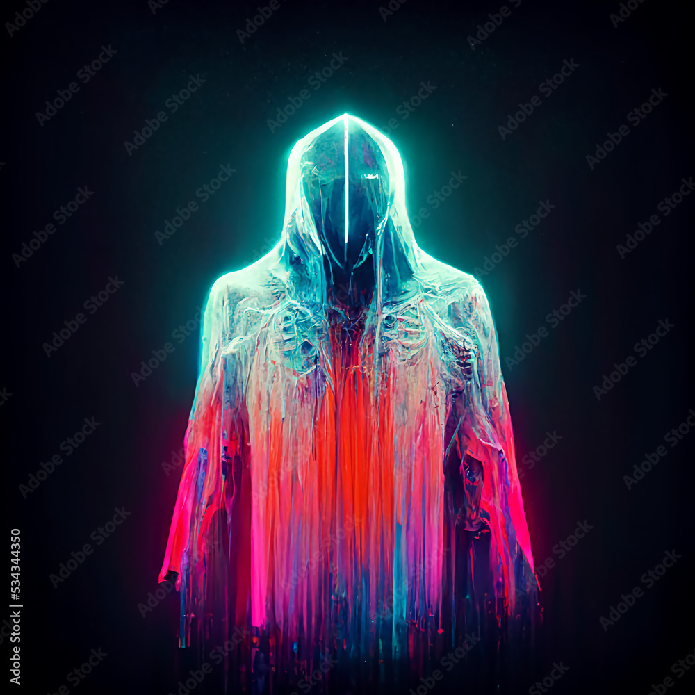 the soul-sucker of radiant eye-catching power surrounded by neon lights ...