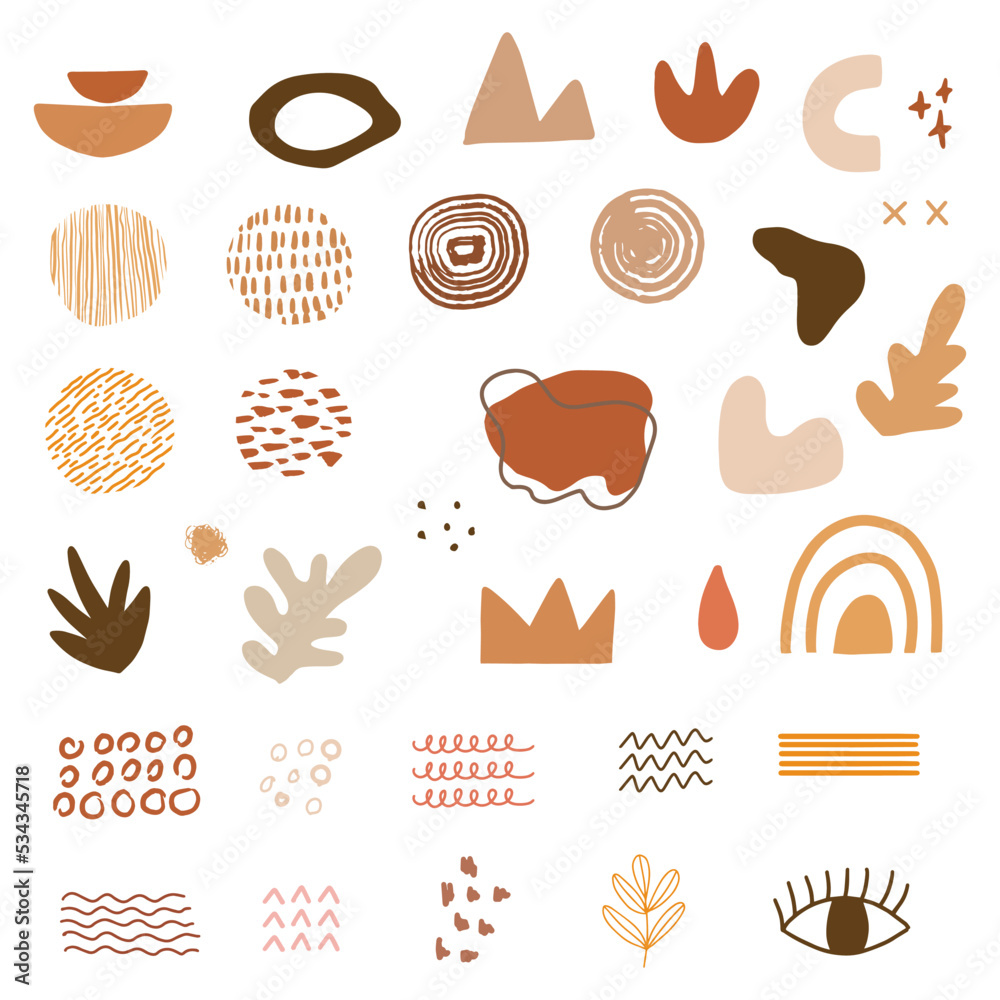 Set of hand drawn various shapes vector abstract elements. Modern trendy elements, constructor ...