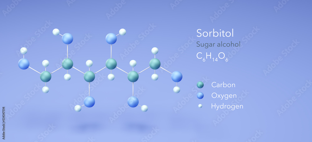sorbitol, molecular structures, Sugar alcohol, 3d model, Structural ...