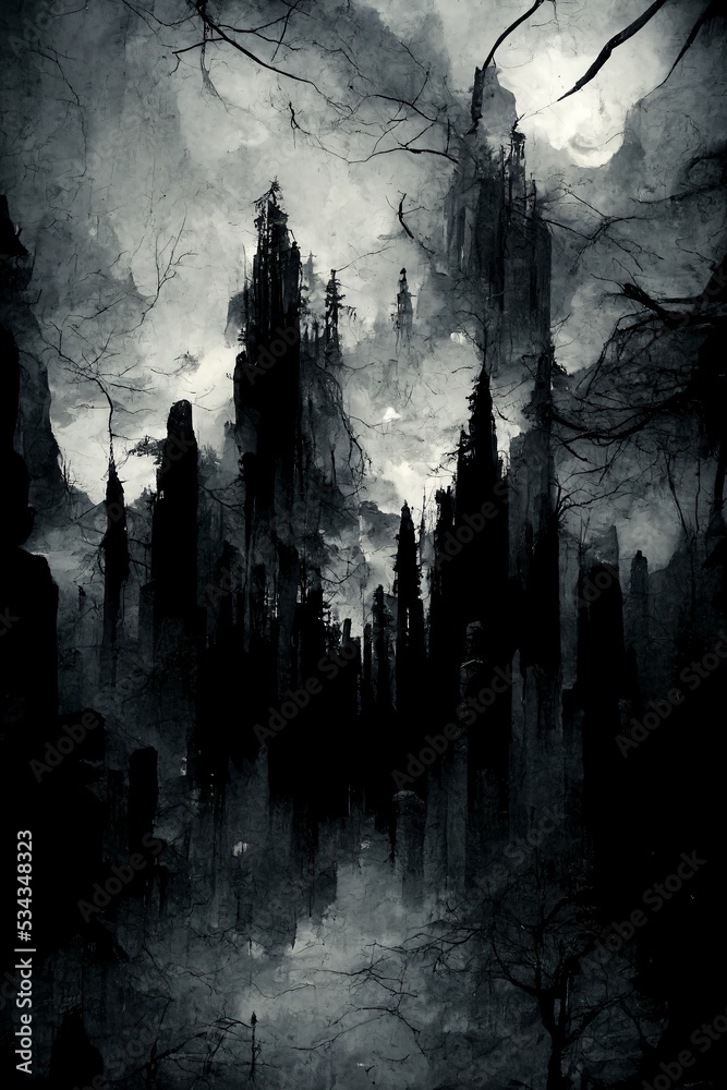 dark and moody horror background from a halloween nightmare Stock ...