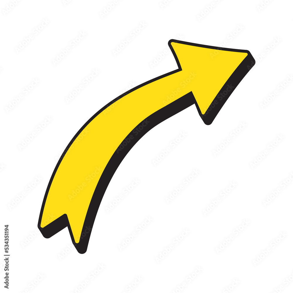Pop art curved arrow. Comic book style quirky cartoon arrow.. Stock ...