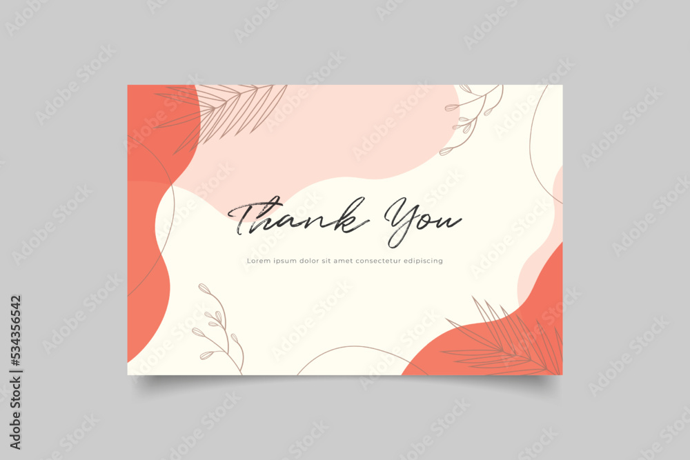 thank you card template design with abstract background Stock Vector ...