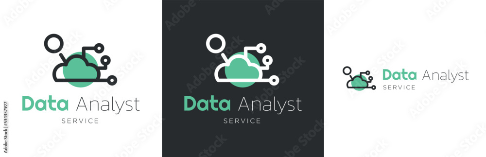 Data analyst service logo design set, statistics research business ...