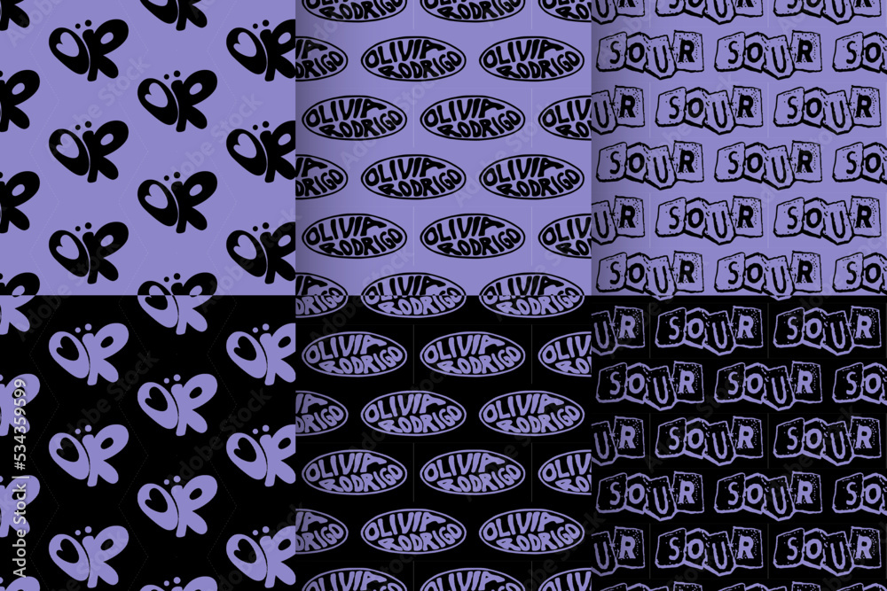 Olivia Rodrigo Patterns, Vol. 1 Seamless Stock Vector | Adobe Stock