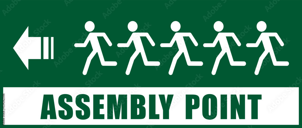 Green assembly point sign on white background Stock Vector | Adobe Stock