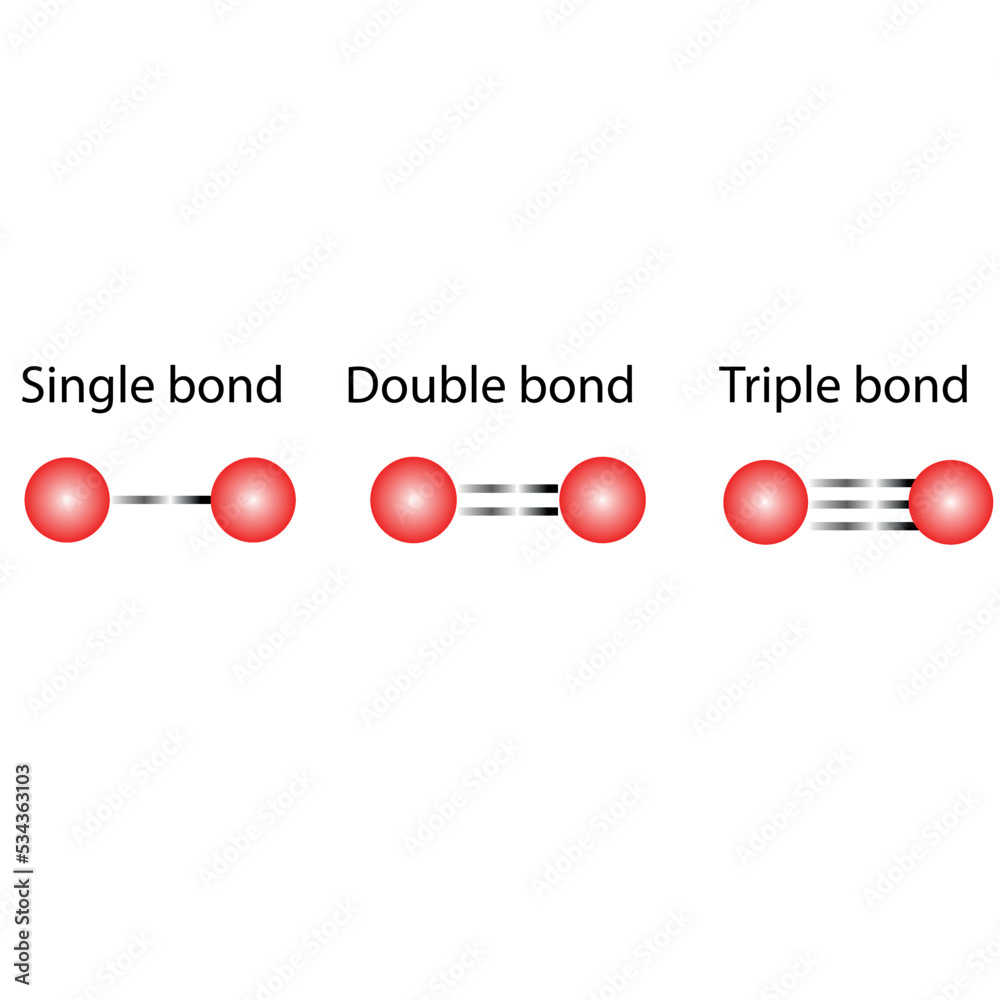 types of covalent bond. single double and triple bonds Stock Vector ...